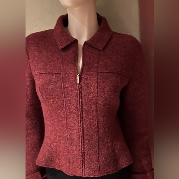 CHANEL | Jackets & Coats | Chanel Casual Brick Red Laine Wool Jacket ...